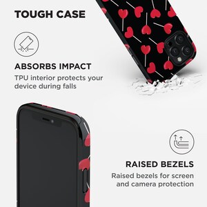 3D Lolly Pattern Black Hearts Valentine Love Gift Phone Case iPhone 16 ...