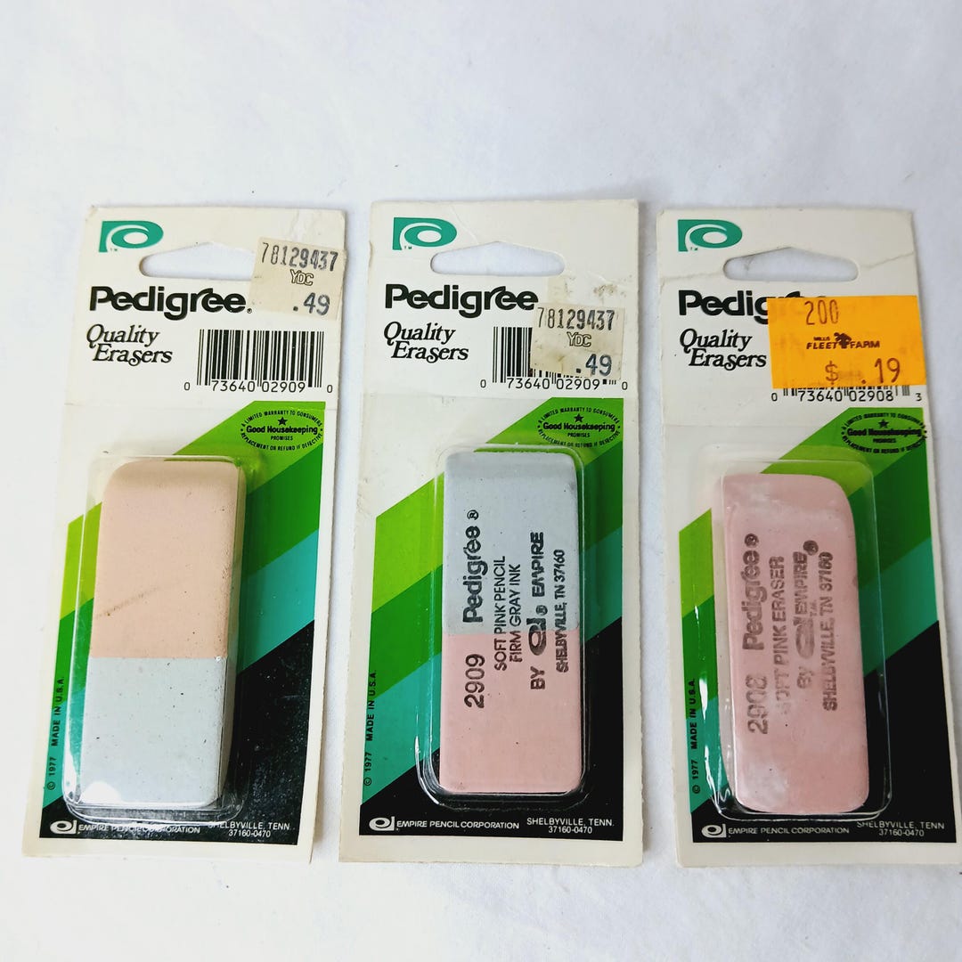 3 Vintage Empire Pedigree Pencil & Pen Erasers Office Desk Supplies ...