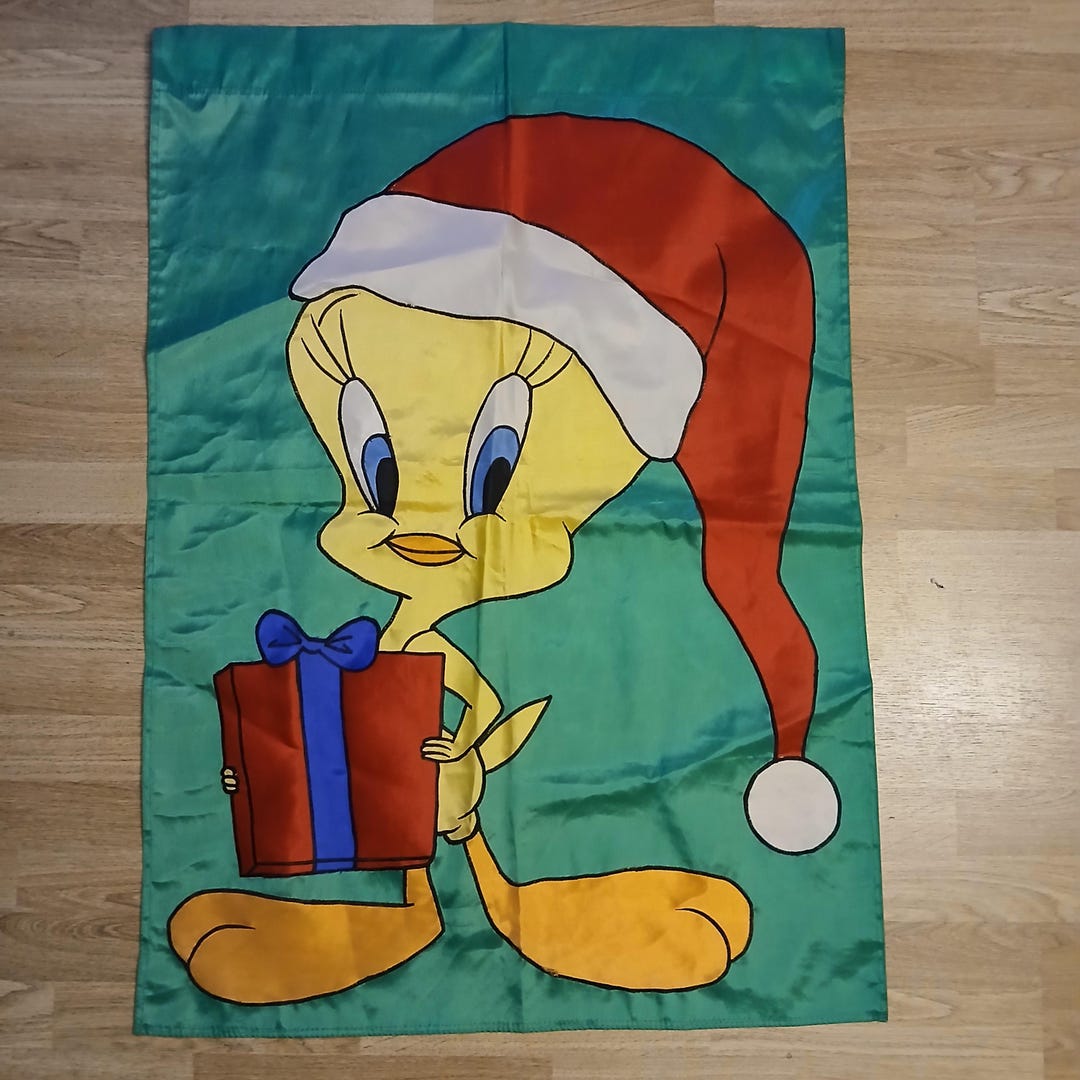 Looney Tunes Tweety Bird Christmas Santa Garden Outdoor Flag 1997 ...