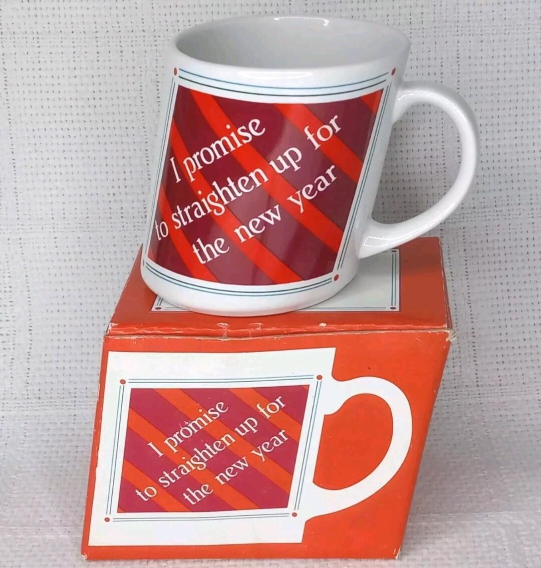 Vintage Straighten up for the New Year 10 Oz. Coffee Mug Slanted Cup - Etsy