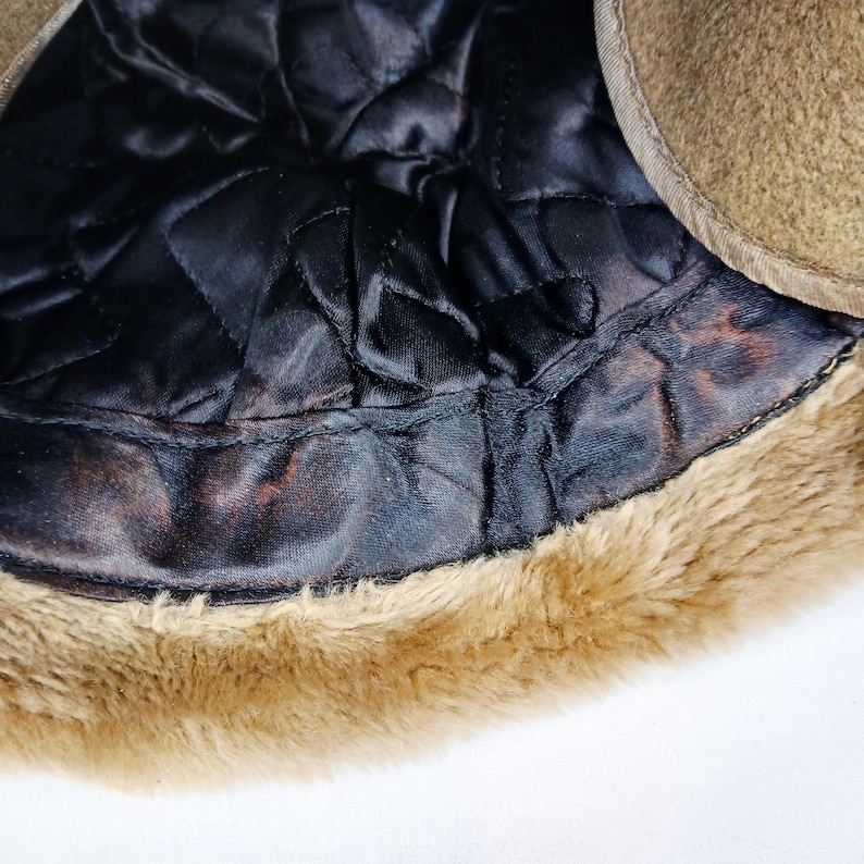 Vintage Men's Hugger Cap Size Small Brown Vegan Fur Fold Down Ear Flap ...