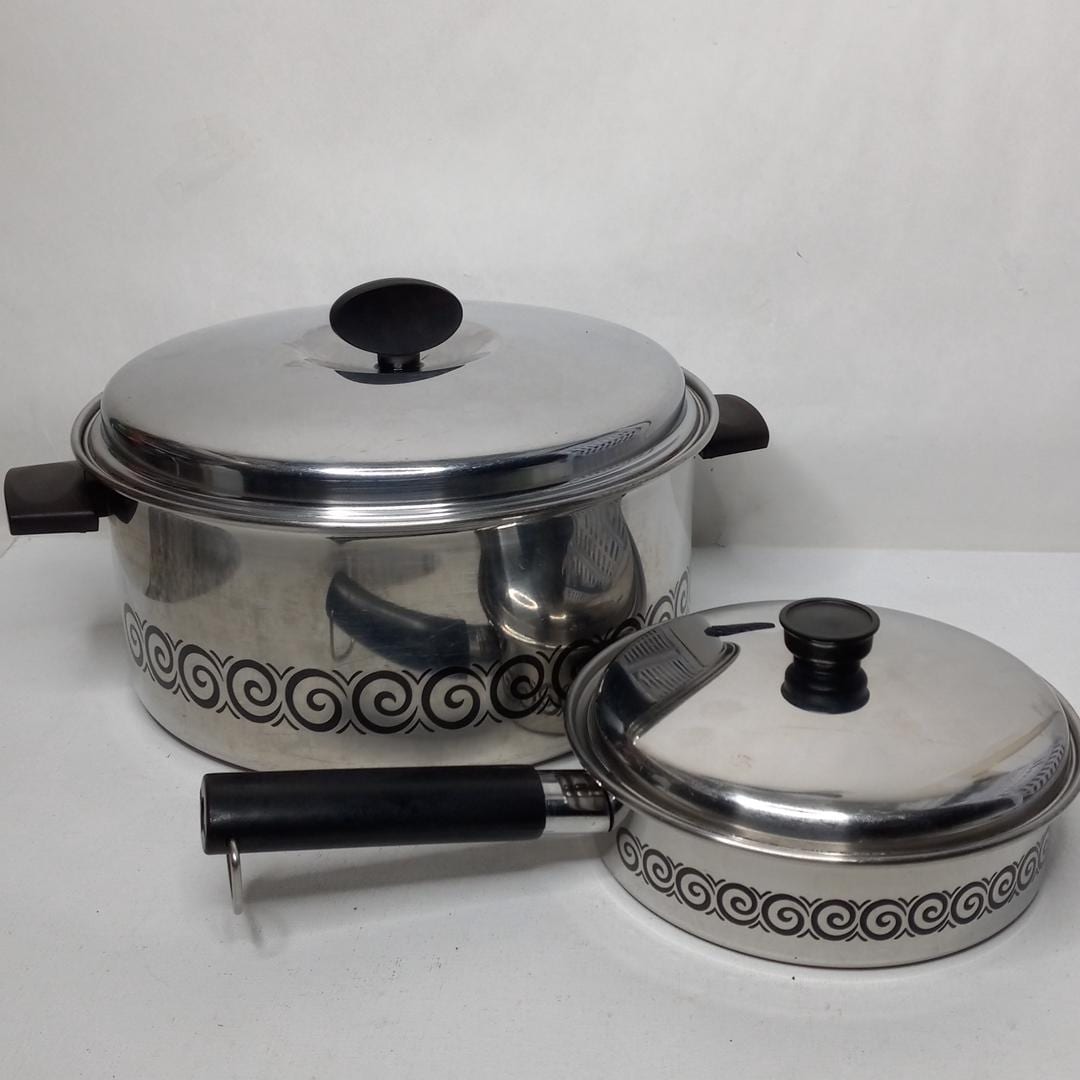 Vintage Ekco Stainless Steel 6 Quart Stock Pot & 7 Skillet W/ Lids pan ...