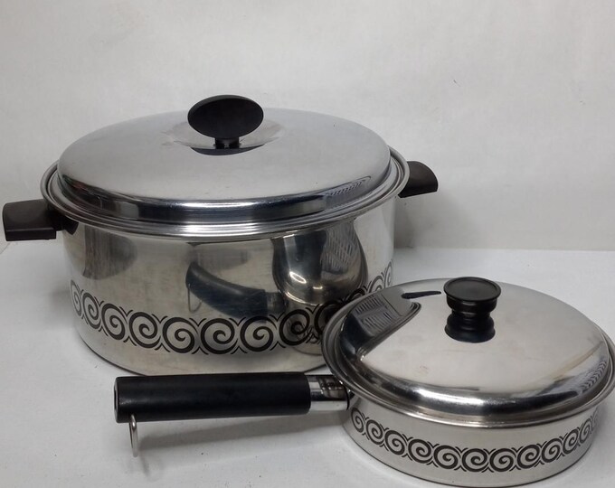 Vintage Ekco Stainless Steel 6 Quart Stock Pot & 7" Skillet W/ Lids ...