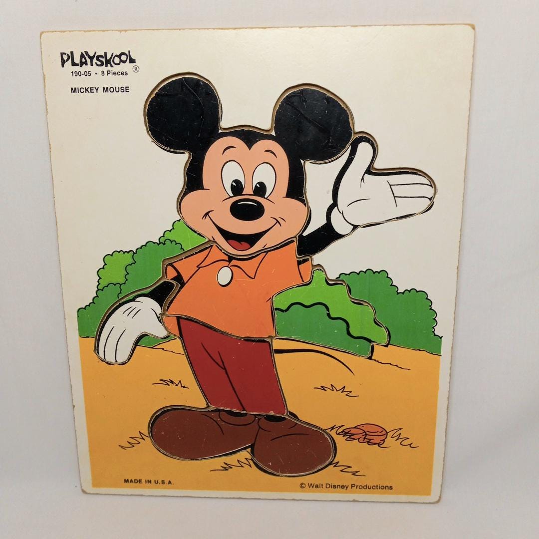 Vintage Playskool Mickey Mouse Wood Puzzle 190-05 Walt Disney ...