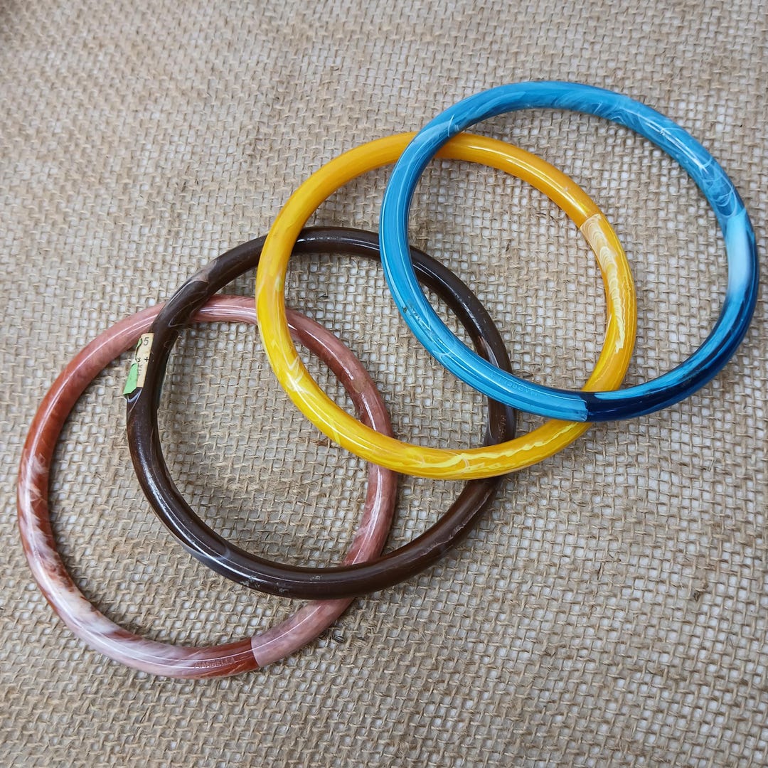 4 Vintage Acrylic Plastic Macrame Rings 5 Inch Diameter Blue Yellow ...