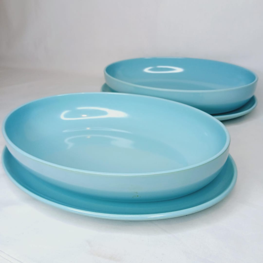 Vintage Watertown Lifetime Wear Atomic Blue Melamine Serving 4 Pc Set 2 ...