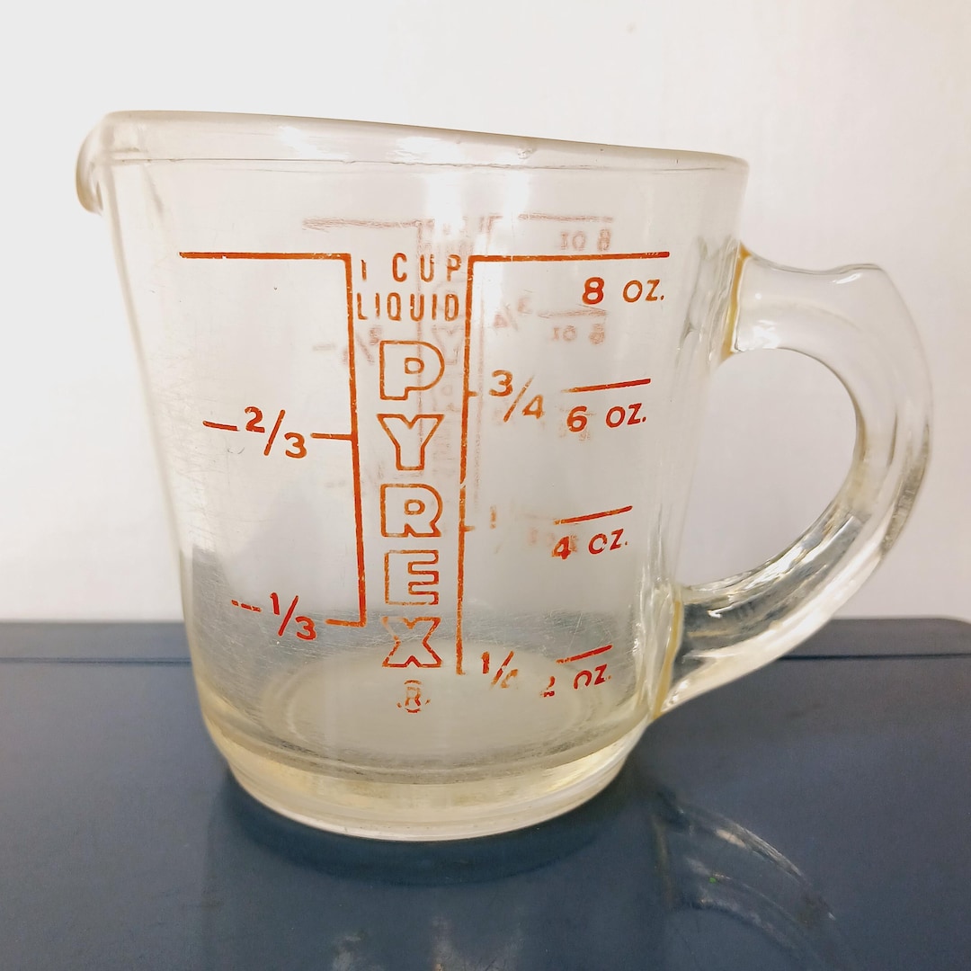Vintage 1960's Pyrex Glass 508 USA 1 Cup Liquid Red on Clear Measuring ...