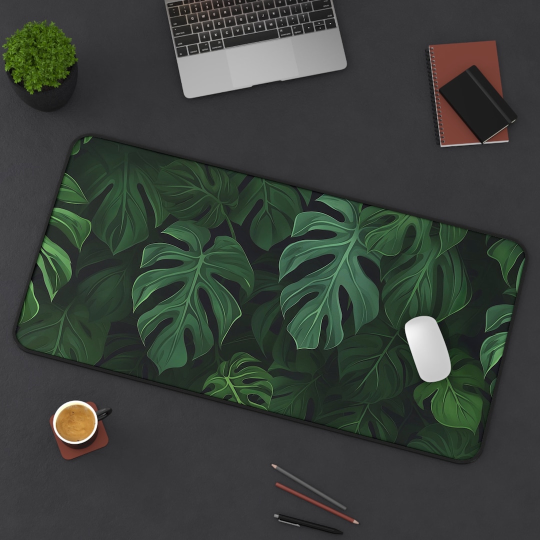 Monstera Leaves Desk Mat, Plant Leaf Desk Pad, Modern Art Mouse Pad ...