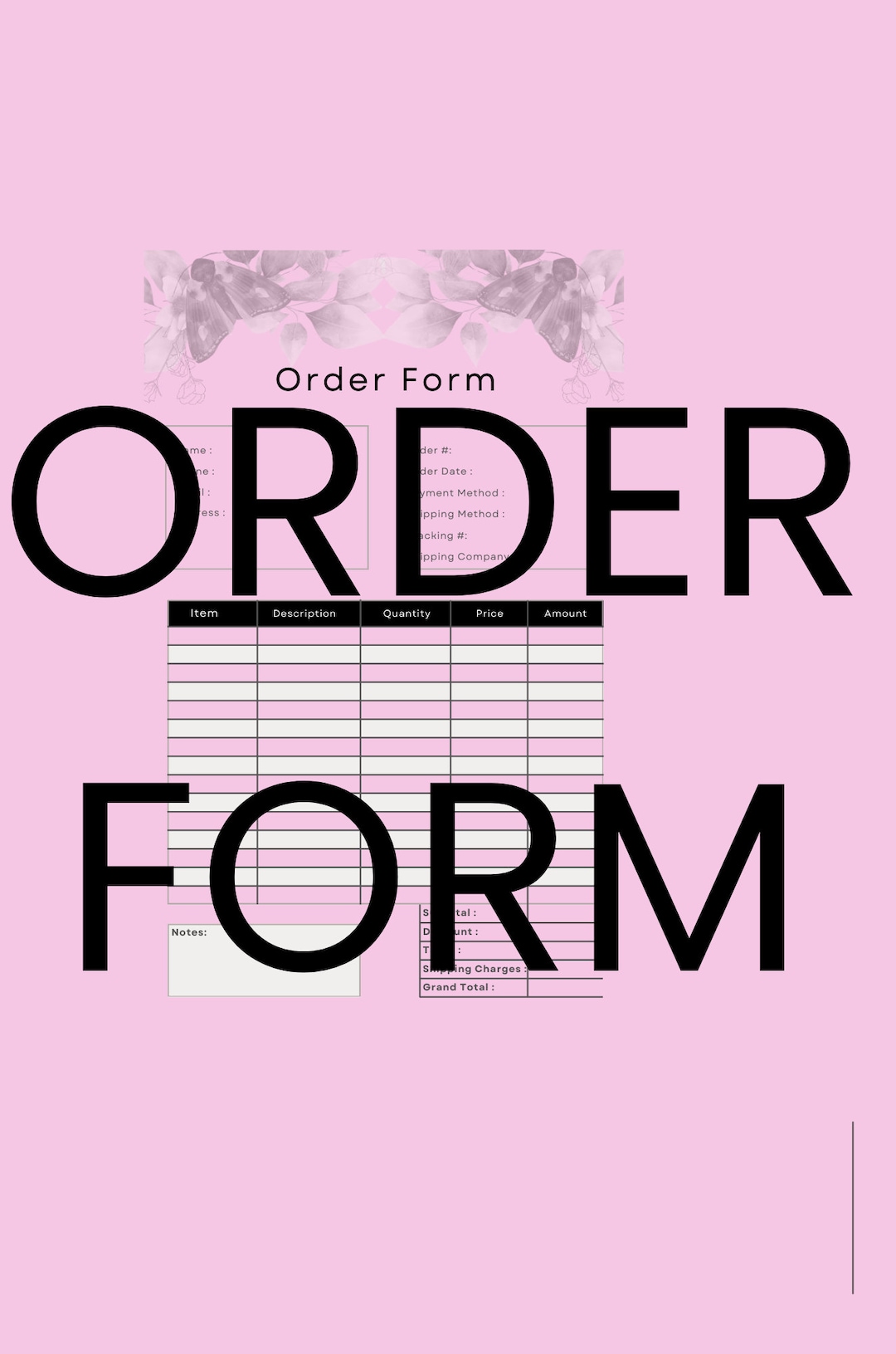 Order Form, Organiser, Downloadable Digital Product - Etsy