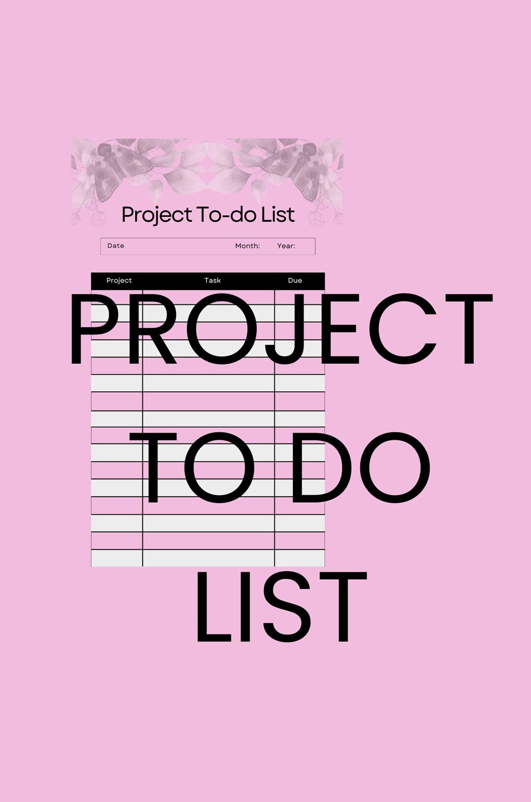 Project to Do List, Planner, Tracker, Organiser, Downloadable Digital ...