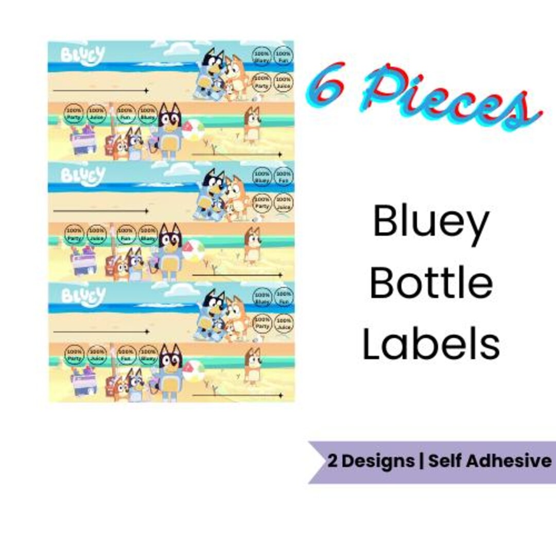Custom Bluey Self Adhesive Bottle Labels Personalized Party Labels for ...