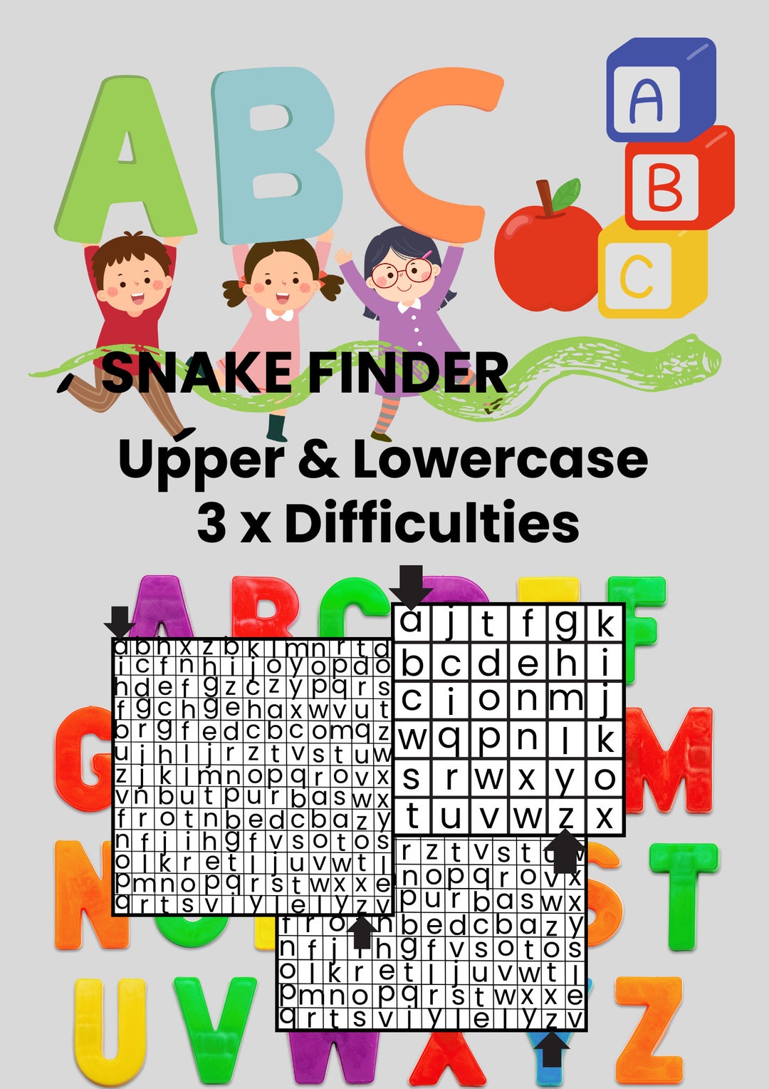 Snake Finder, Alphabet, Ages, A-Z, Learn, Teach, Worksheet ...