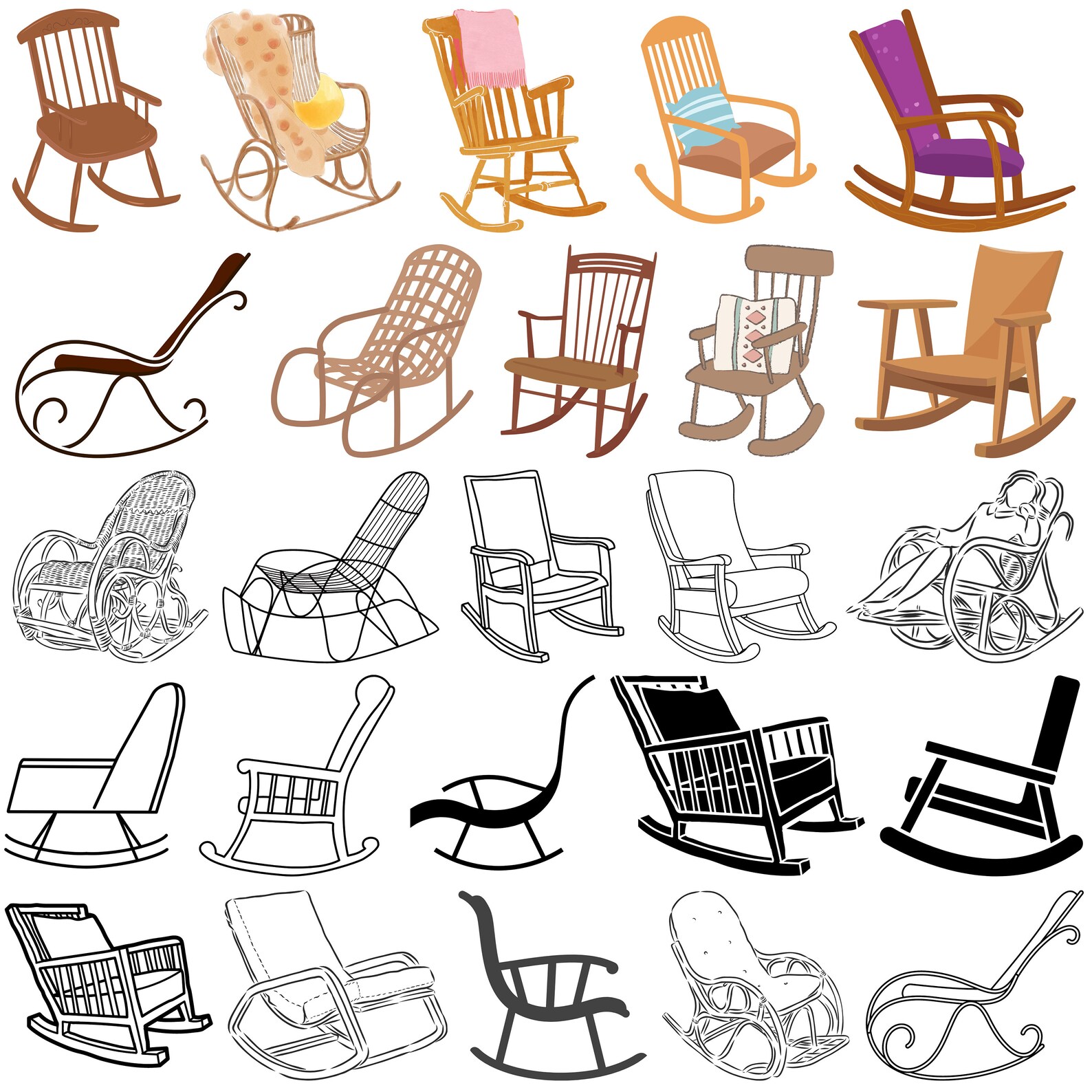 Rocking Chair SVG Bundle, Rocking Chair Vector, Rocking Chair Clipart ...