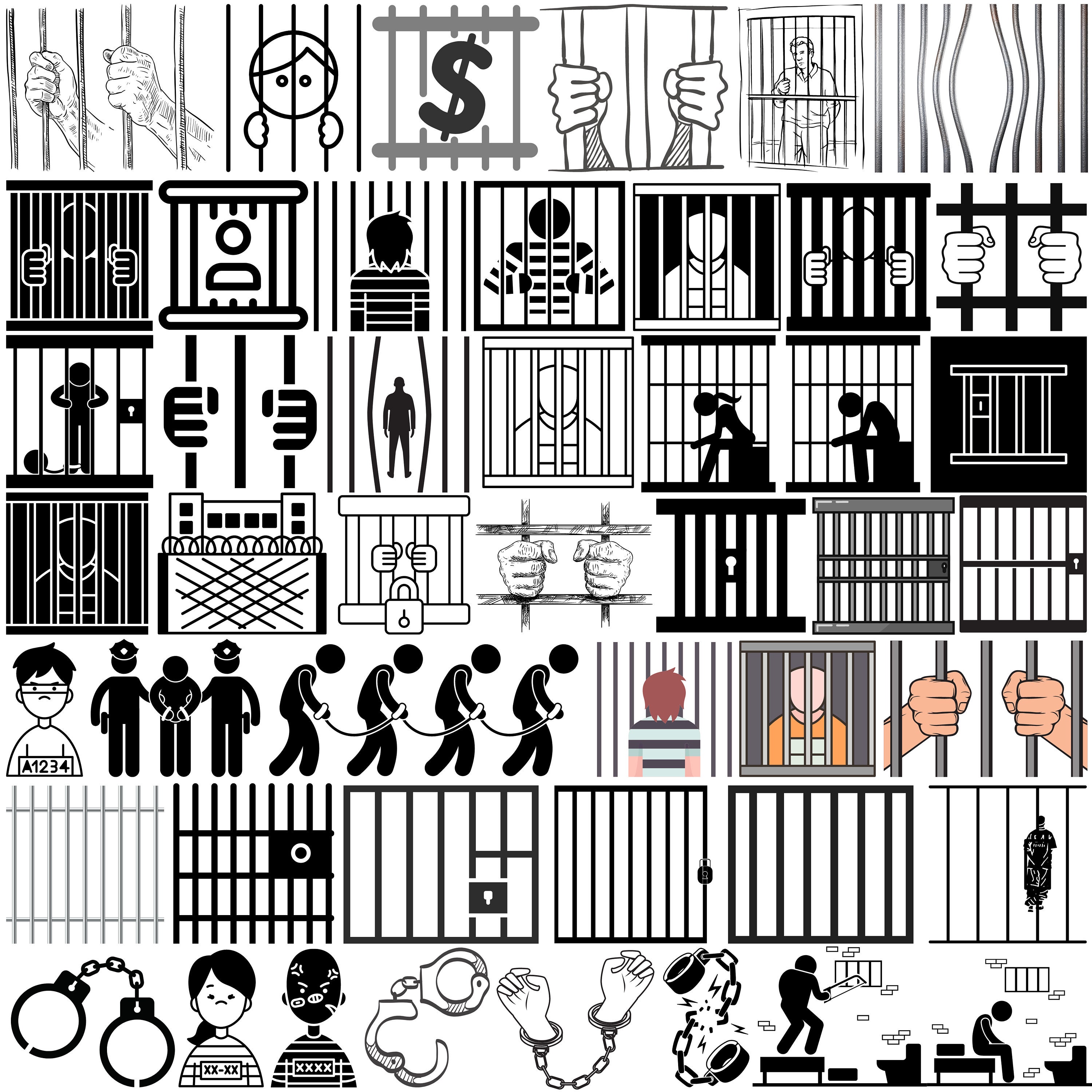 Jail SVG Bundle, Jail Vector, Jail Cut Files,jail Monogram, Jail Cell ...