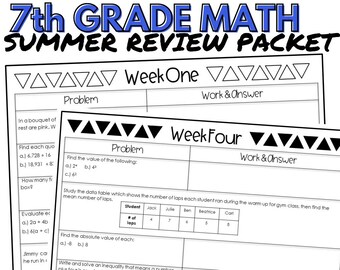 6th Grade Summer Math Spiral Review Packet - Etsy