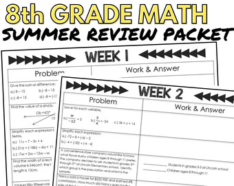 6th Grade Summer Math Spiral Review Packet - Etsy