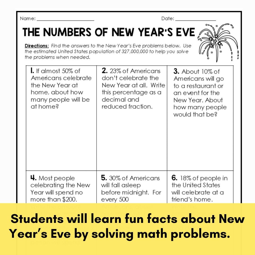 New Year 2026 Math Worksheets Homeschool Practice - Etsy