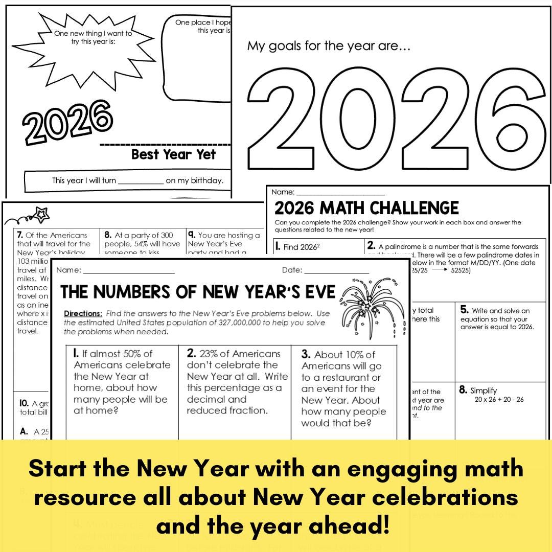 New Year 2026 Math Worksheets Homeschool Practice - Etsy