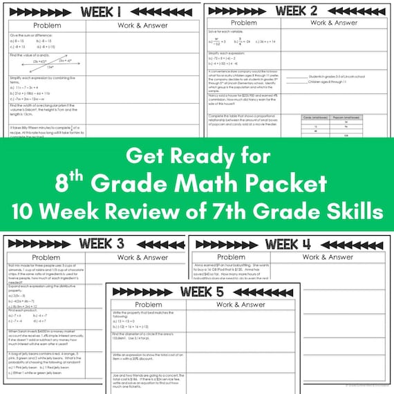 8th Grade Math Review Worksheets 8th Grade Math Worksheets