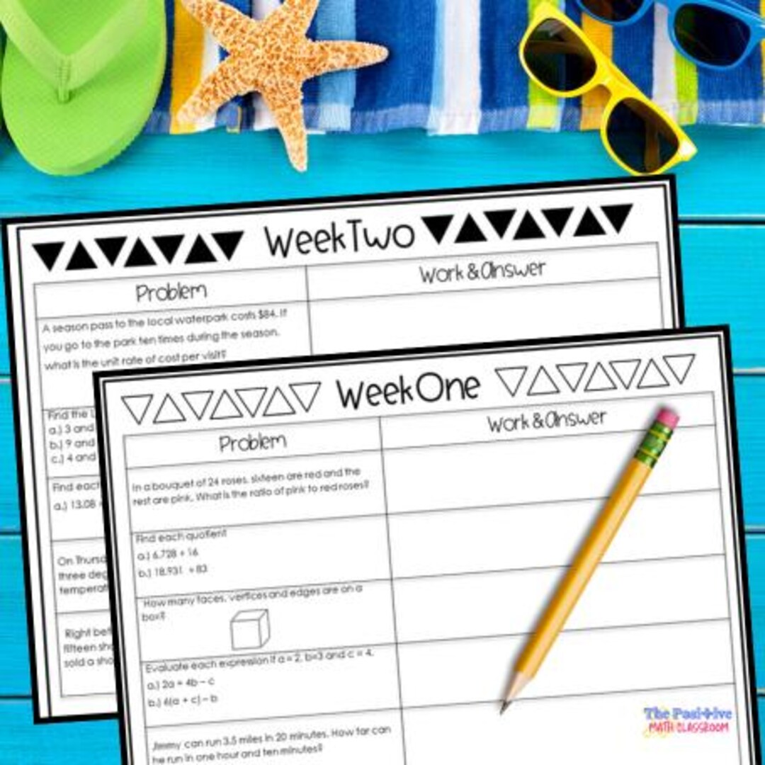 7th Grade Summer Math Spiral Review Packet - Etsy