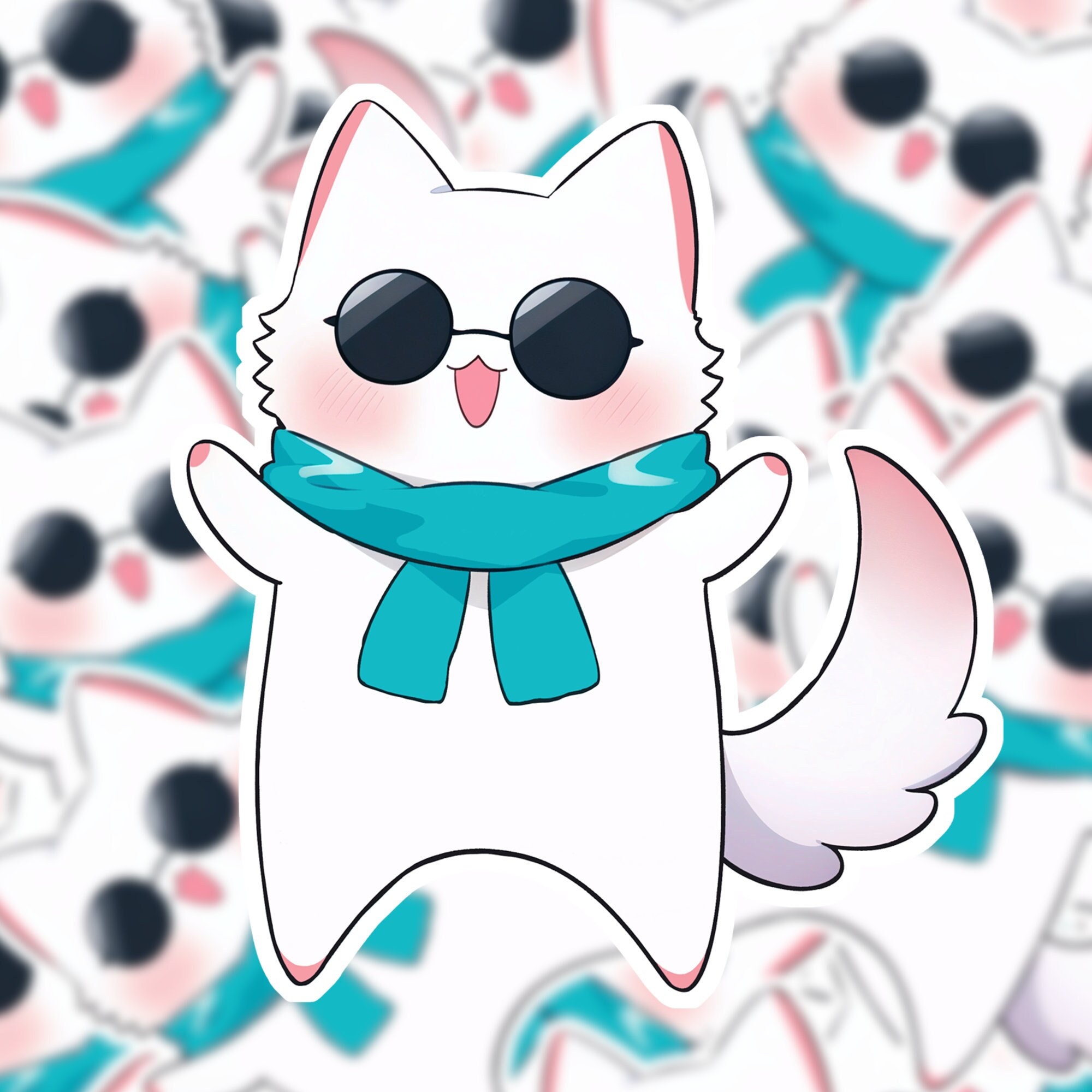 Gojo Cat Wearing A Scarf // Waterproof Chibi Sticker - Etsy