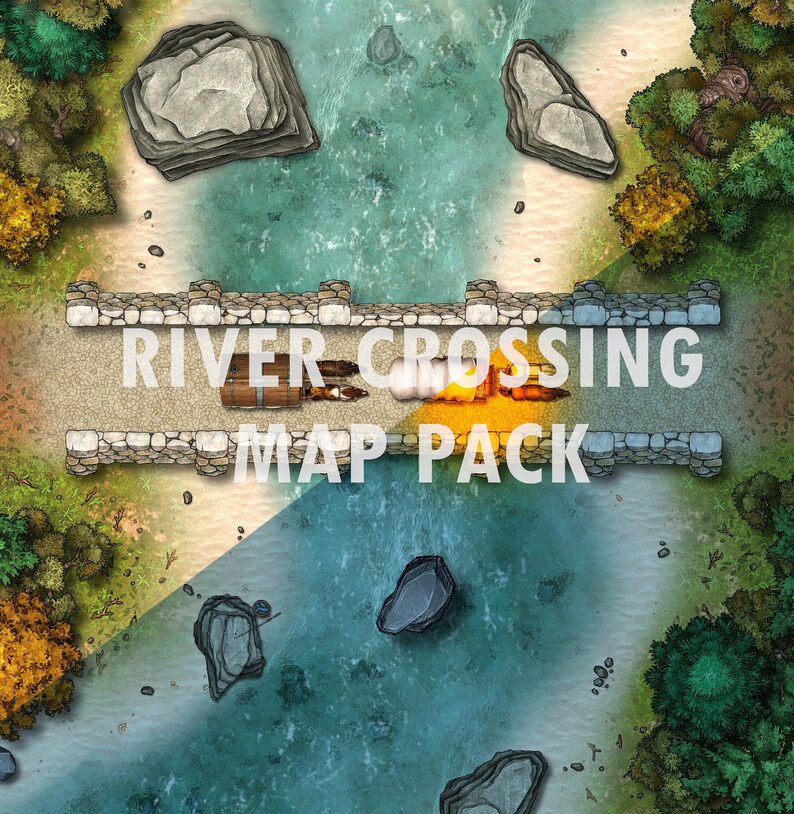 River Crossing Dnd Battle Map Set - Etsy