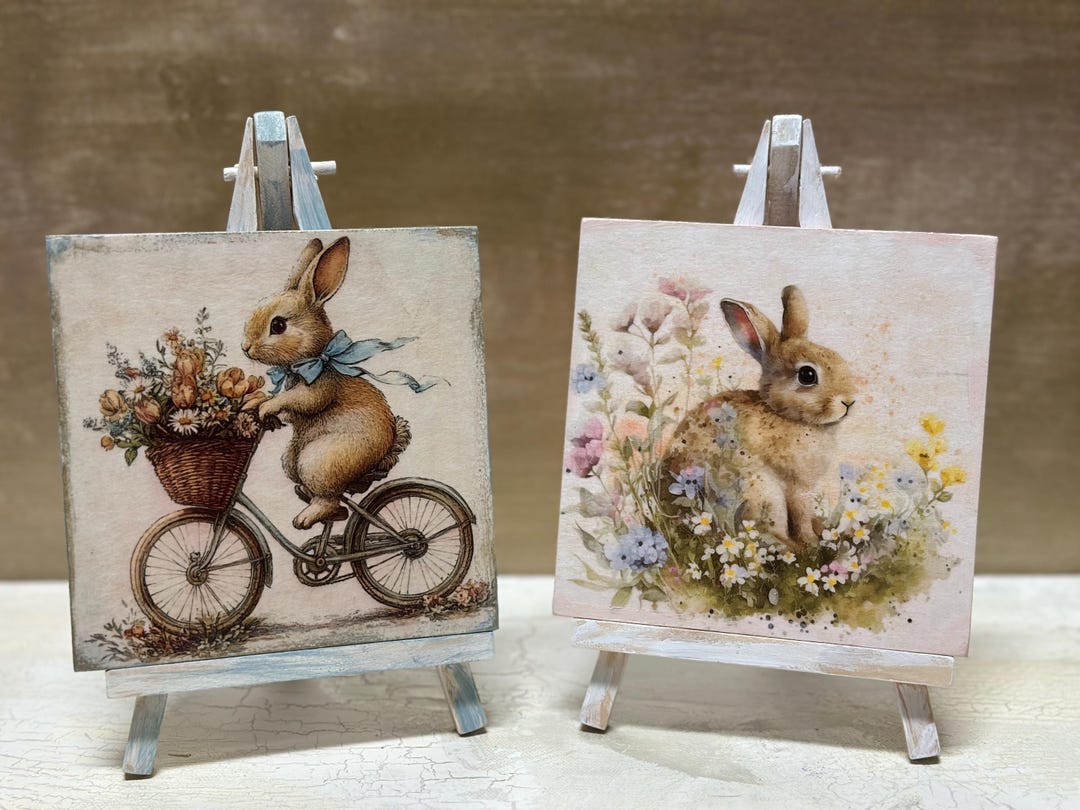 Beautiful Spring Wood Art Canvas With Complementing Easel, Mini Art ...