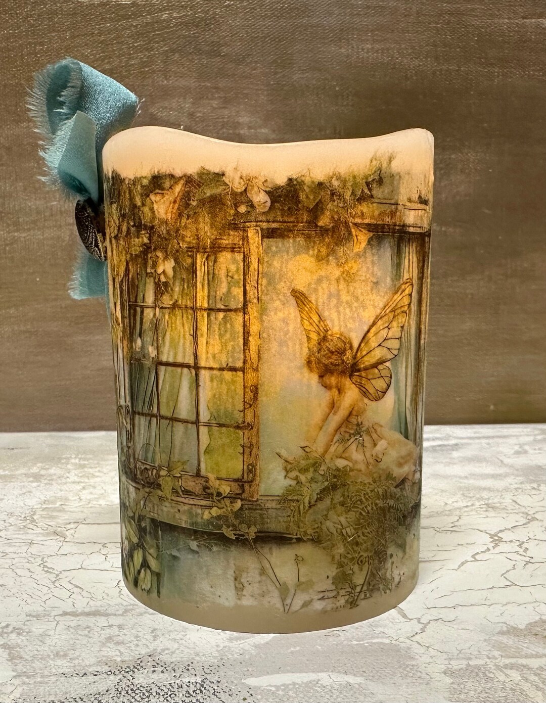 Butterfly Fairy Candle 3 X 4 Real Wax Battery Operated Flicker Pillar ...