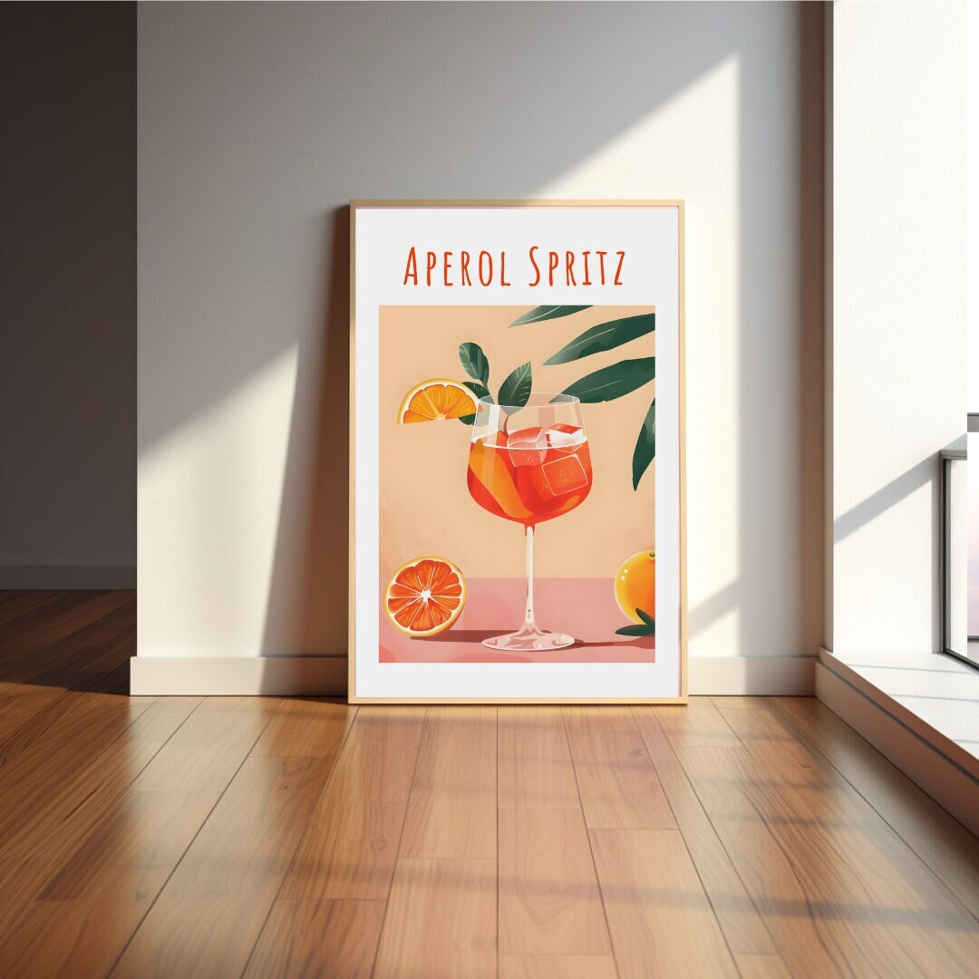 Aperol Spritz Poster, Matte Finish, Various Sizes, Illustration, Orange ...