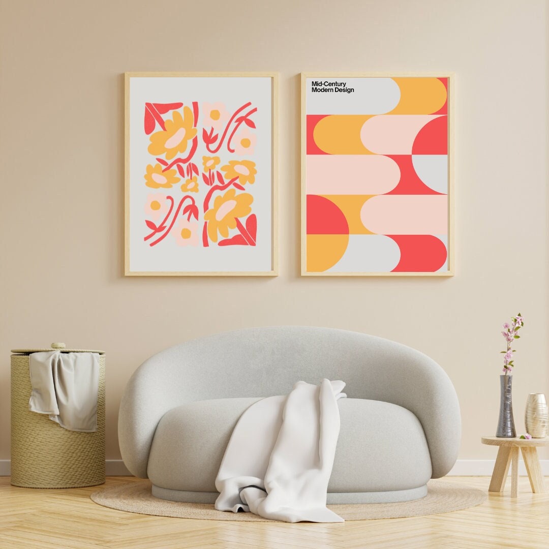 Mid Century Poster Modern Lllustration Colorful Colors Wall Decoration ...