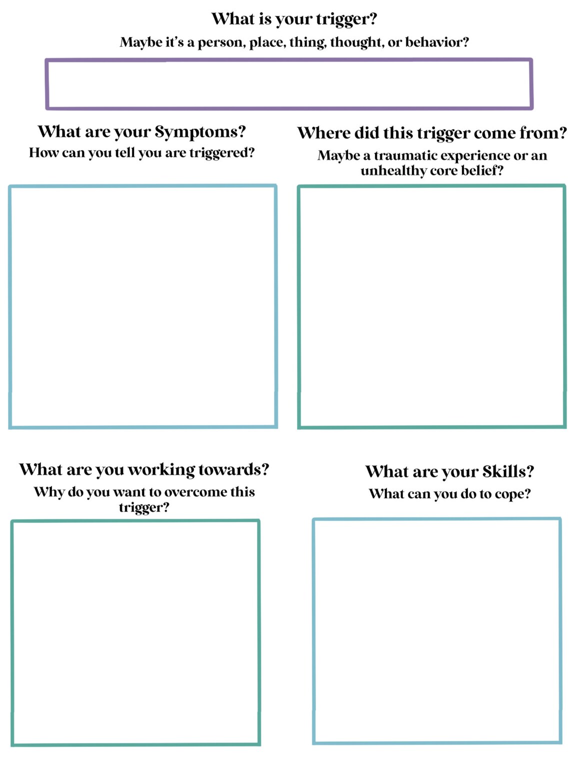 Triggers Worksheet - Etsy