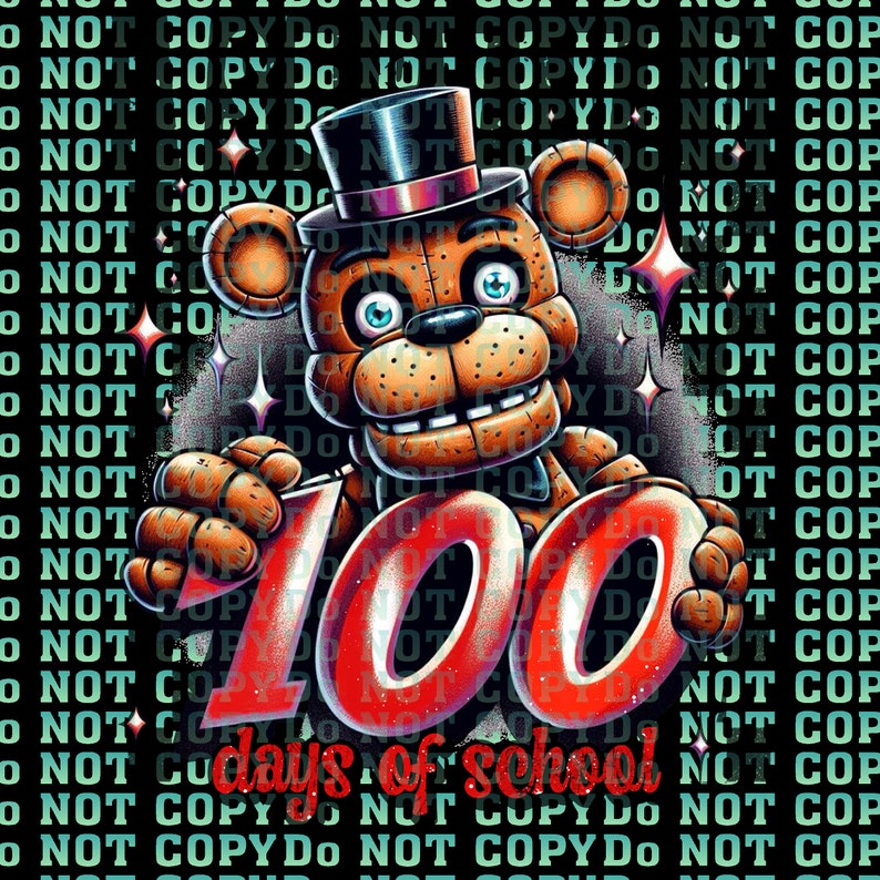 100 Days of School Freddy FNAF 100 Days of School Png, Sublimation File ...