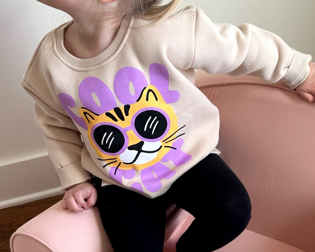 Plush Toddler Sweatshirt for Girls and Boys / Stylish Cool Cat / Super ...