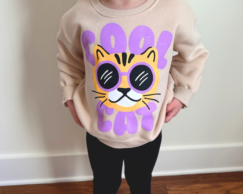 Plush Toddler Sweatshirt for Girls and Boys / Stylish Cool Cat / Super ...