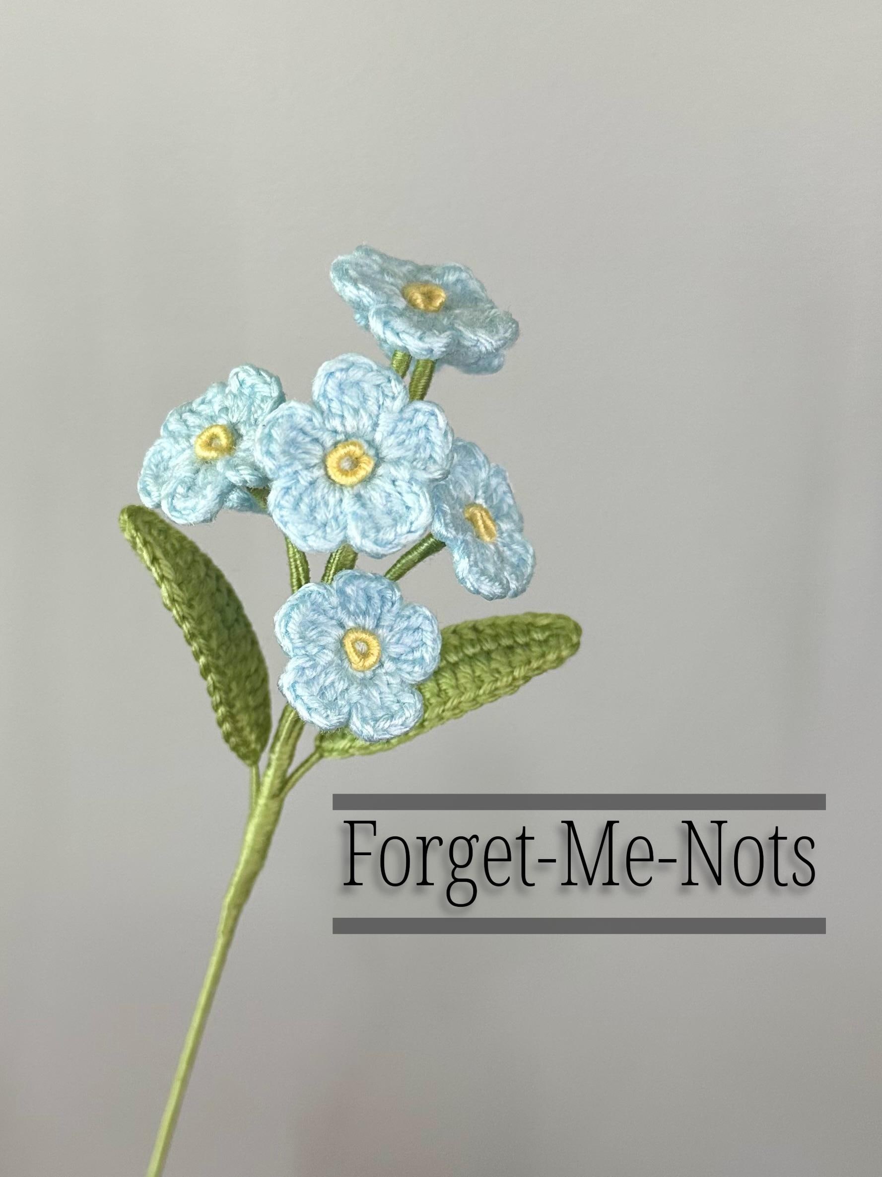 Single Custom Crochet Forget-me-nots - Handmade Flower - Hand Knitted ...