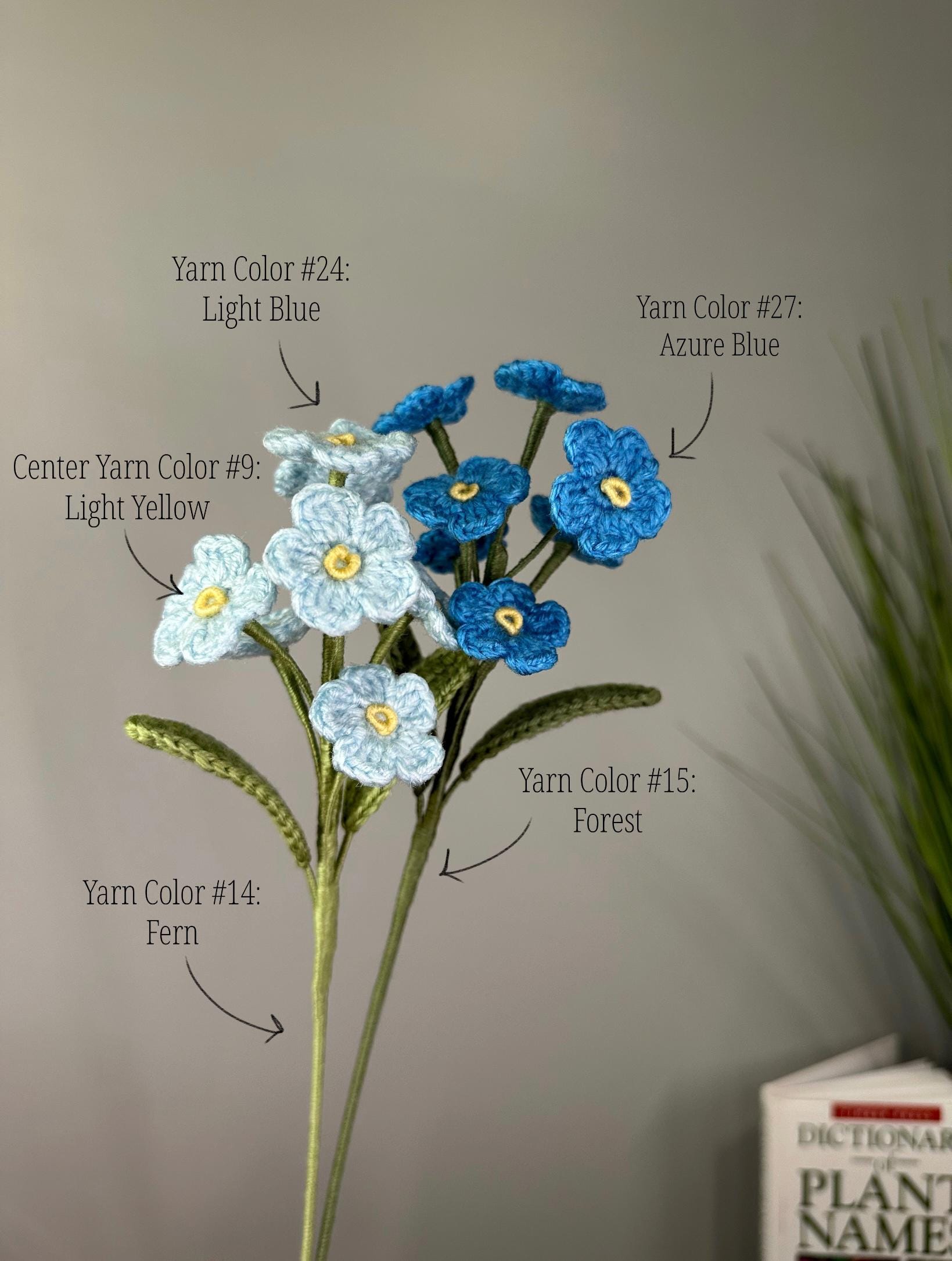 Single Custom Crochet Forget-me-nots - Handmade Flower - Hand Knitted ...