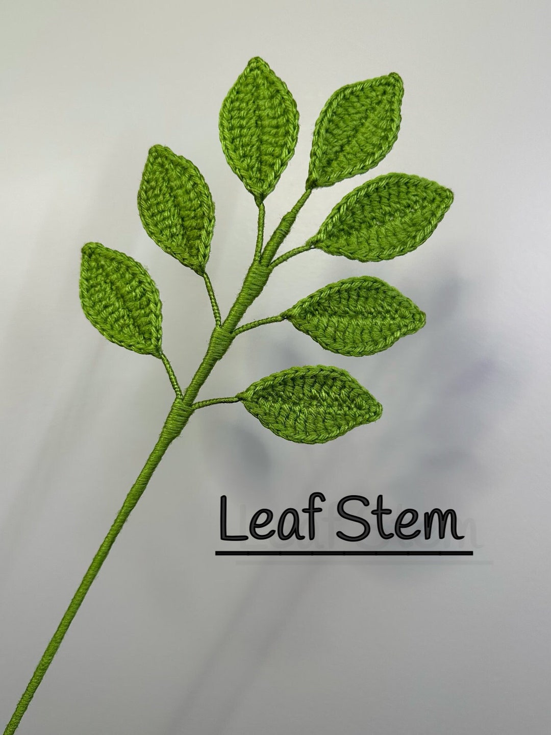 Single Crochet Leaf Stem - Handmade Leaf - Hand Knitted Crochet Leaf ...