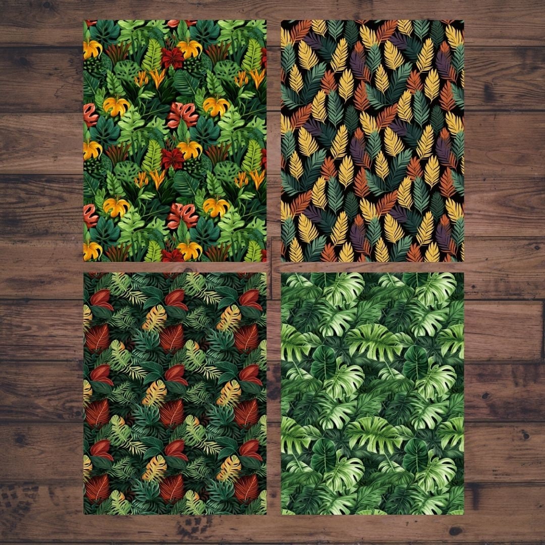 Tropical Pattern Paper, 8.5"x11" Printable Paper, Tropical Leaves ...