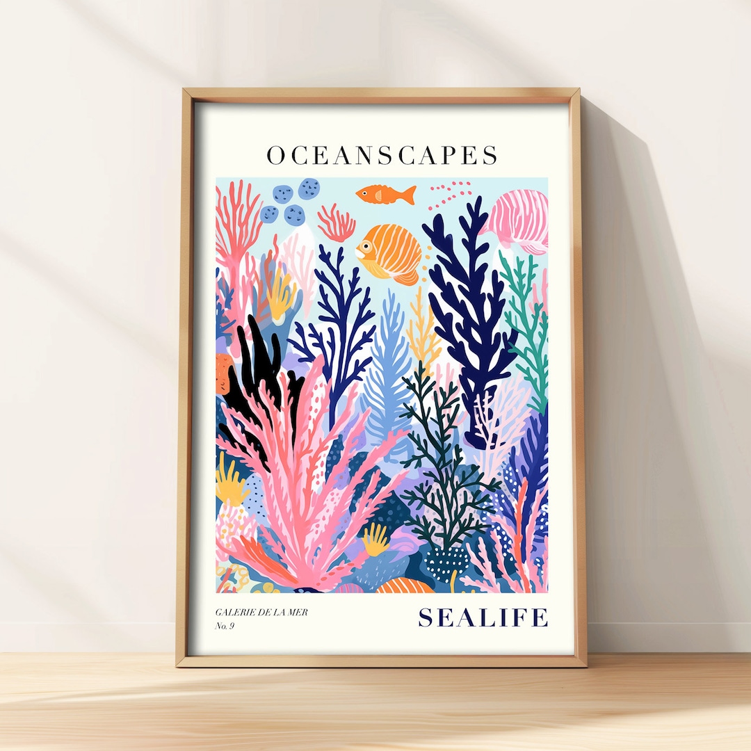 Sealife Poster, Oceanscapes Wall Art, Matisse Style Poster, Abstract ...
