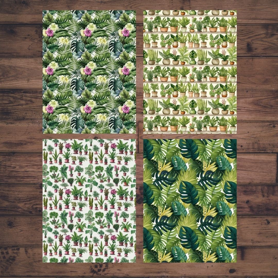 Tropical Pattern Paper, 8.5"x11" Printable Paper, Tropical Leaves ...