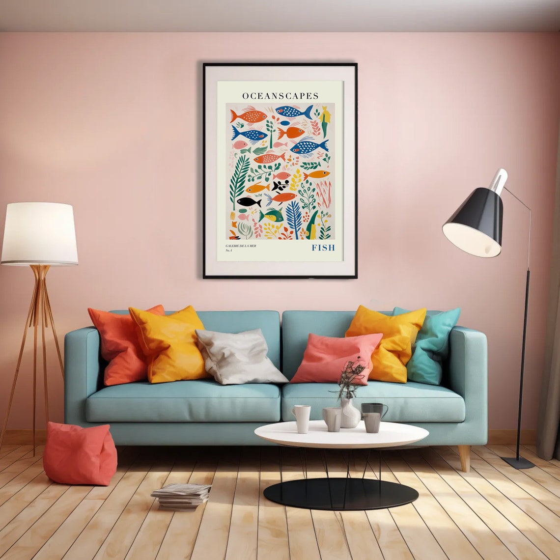 Marine Life, Digital Fish Poster Art, Henri Matisse Style Art, Fish ...