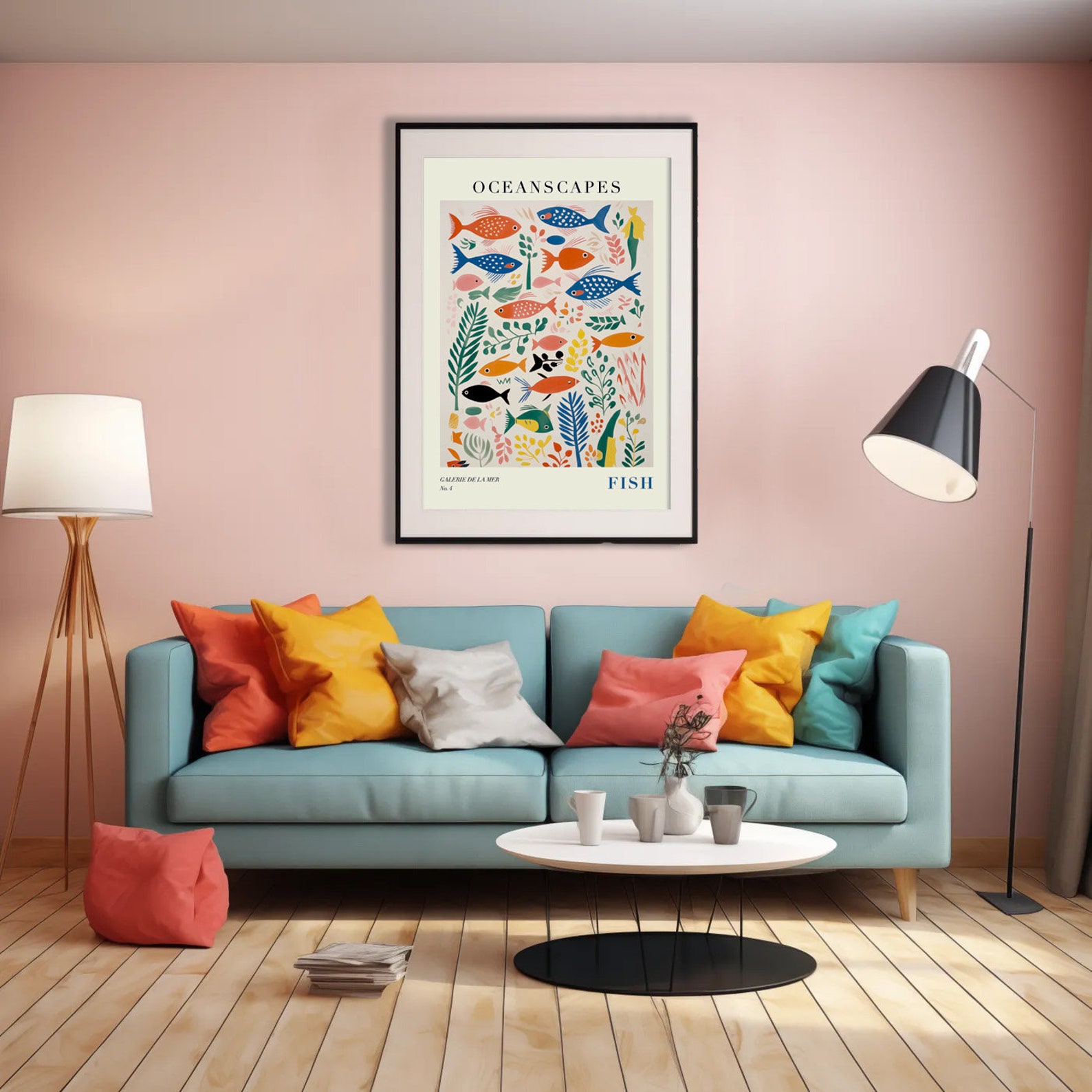 Marine Life, Digital Fish Poster Art, Henri Matisse Style Art, Fish ...