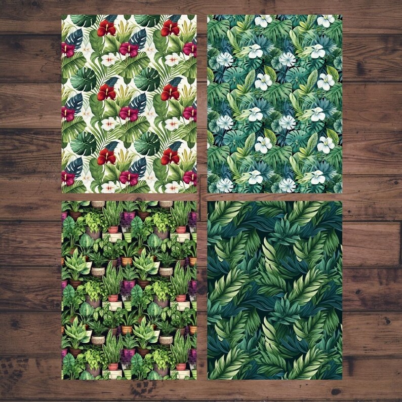 Tropical Pattern Paper, 8.5"x11" Printable Paper, Tropical Leaves ...