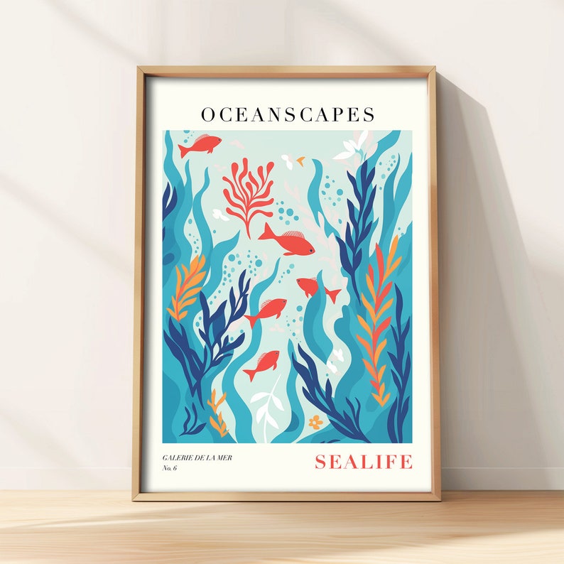 Marine Life Poster Art, Ocean Art, Digital Download, Large Printable ...
