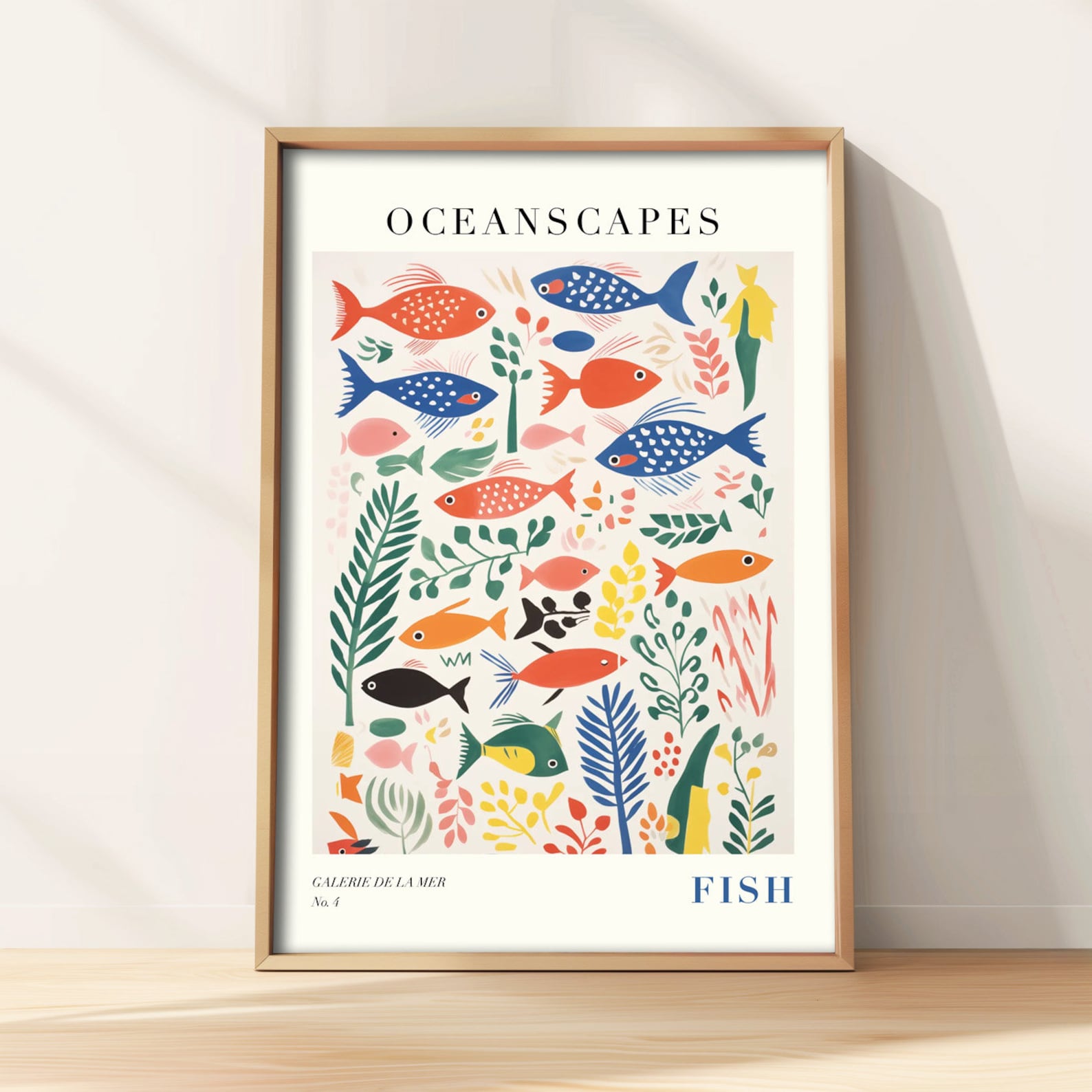 Marine Life, Digital Fish Poster Art, Henri Matisse Style Art, Fish ...