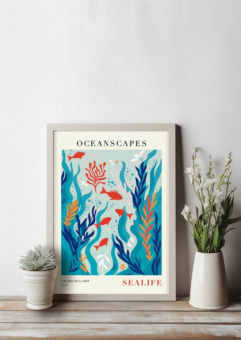 Marine Life Poster Art, Ocean Art, Digital Download, Large Printable ...