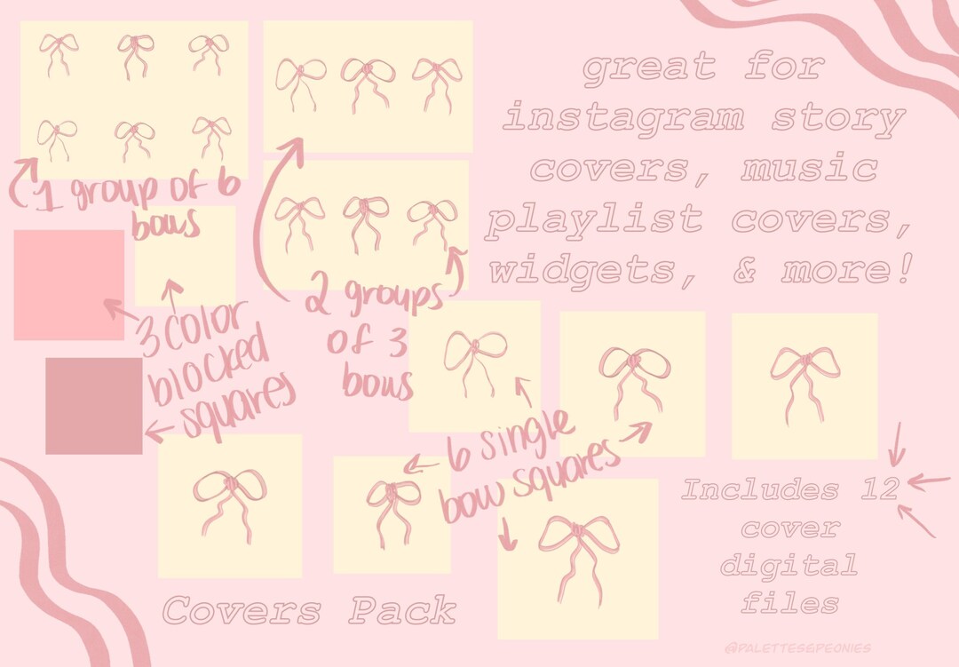 12 Icons Bow Covers Pack, Widget Covers, Instagram Story Highlight ...