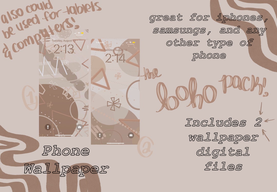 2 Pack Phone Wallpaper, Boho Wallpaper, Screensaver, iPhone Wallpaper ...