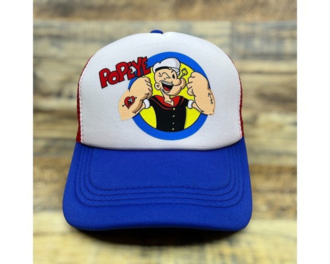 Popeye Sailor Mens Trucker Hat Red Snapback Vintage Comic Strip ...