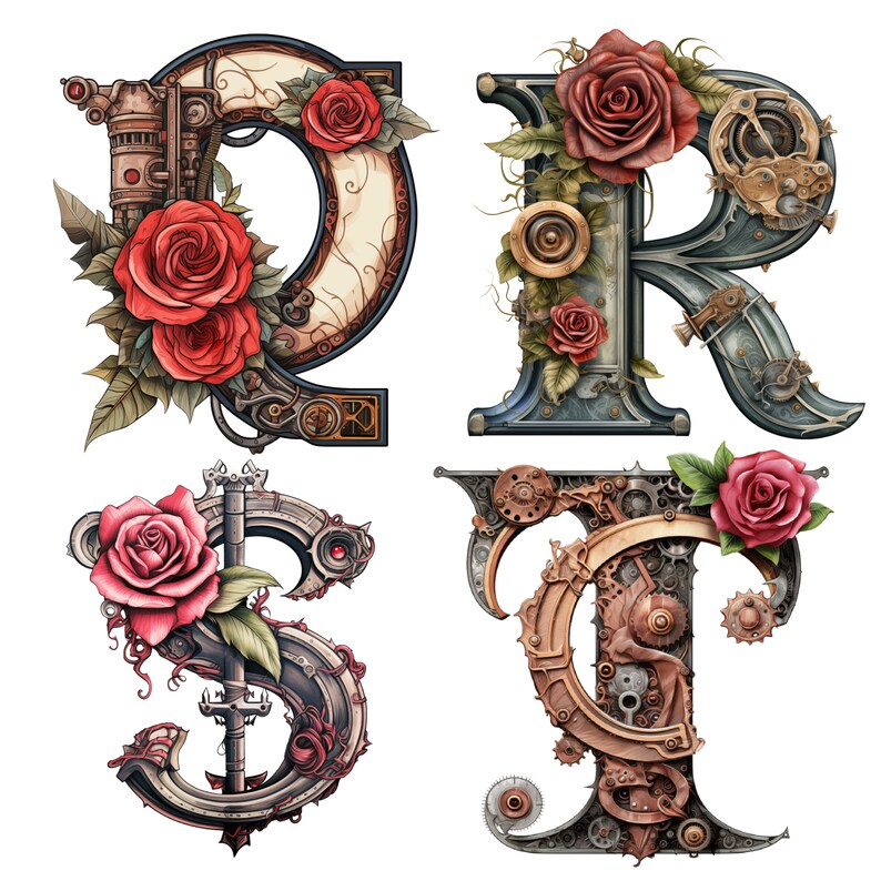 Steampunk Alphabet PNG Clipart, Initials, Digital Download, Letters ...